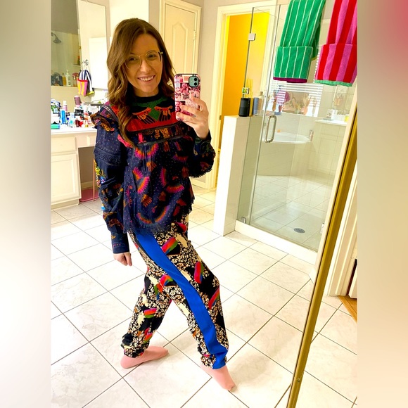 FARM Rio | Tops | Farm Rio Blouse Mixed Rainbow Birds Embroidered Xs ...